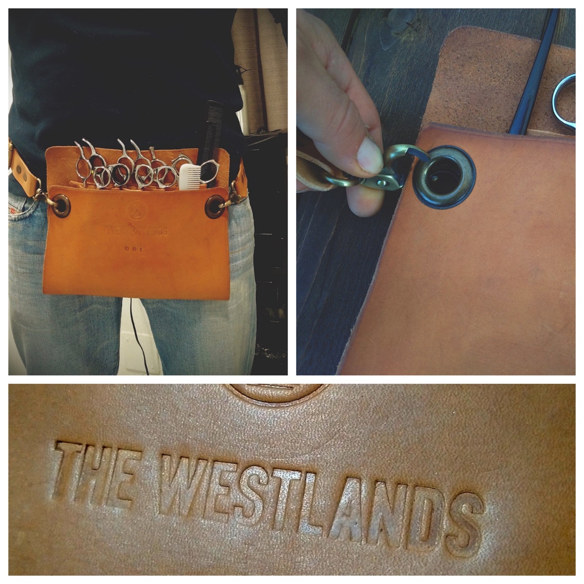 Genuine Leather Barber Belt Scissor Case Holster Holder Hairdresser ...