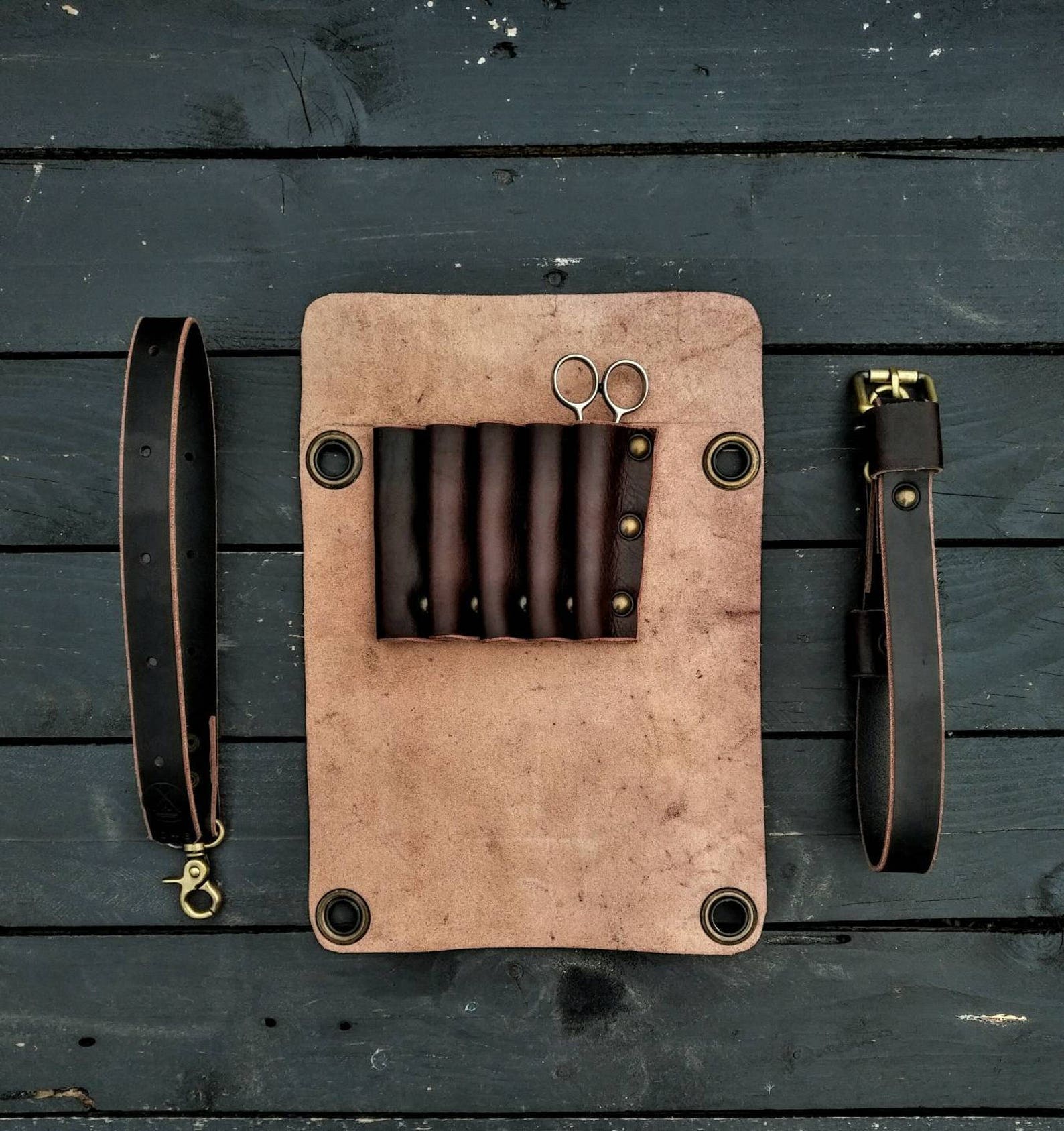 Genuine Leather Barber Belt Scissor Case Holster Holder Hairdresser ...