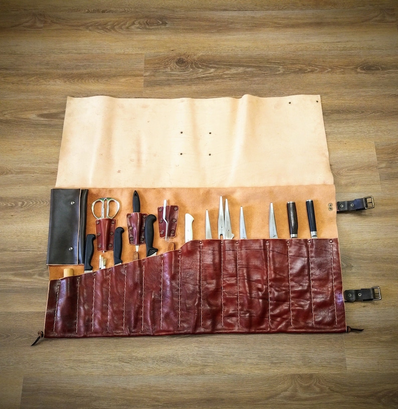 Knife Roll Bag Genuine Leather Handmade Bag Chef Knife Roll | Etsy