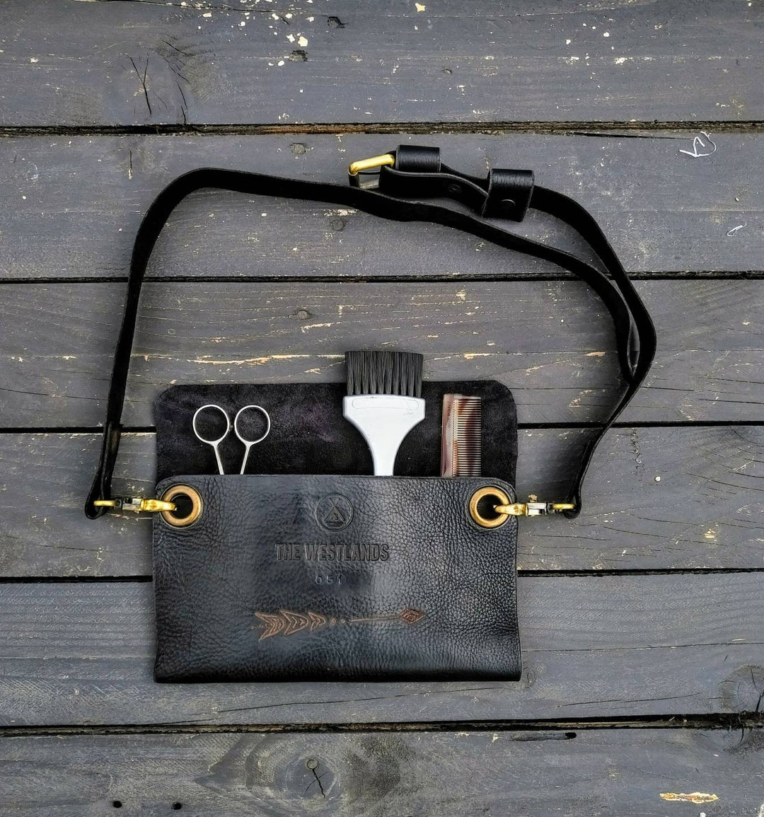 Genuine Leather Barber Belt Scissor Case Holster Holder Hairdresser ...