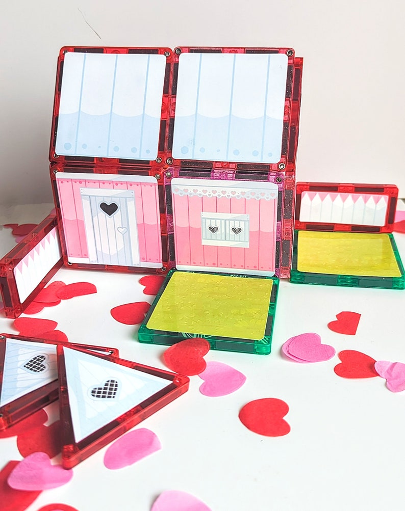 Valentines Day Magnatile Toppers House Sensory Play Home Education Kids ...