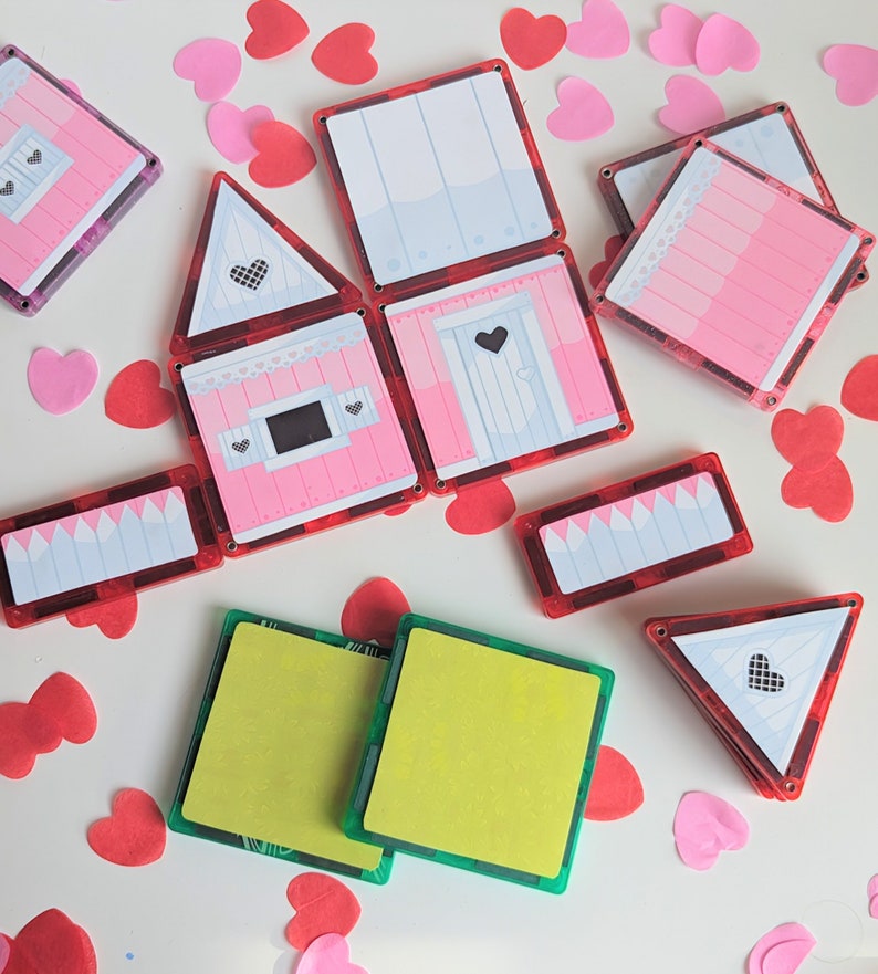 Valentines Day Magnatile Toppers House Sensory Play Home Education Kids ...