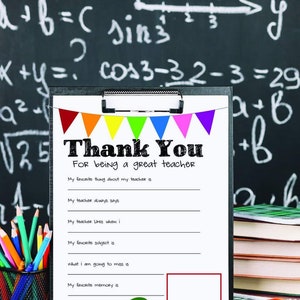 Printable Teacher Appreciation Letter for Kids Thank You Note, Perfect ...