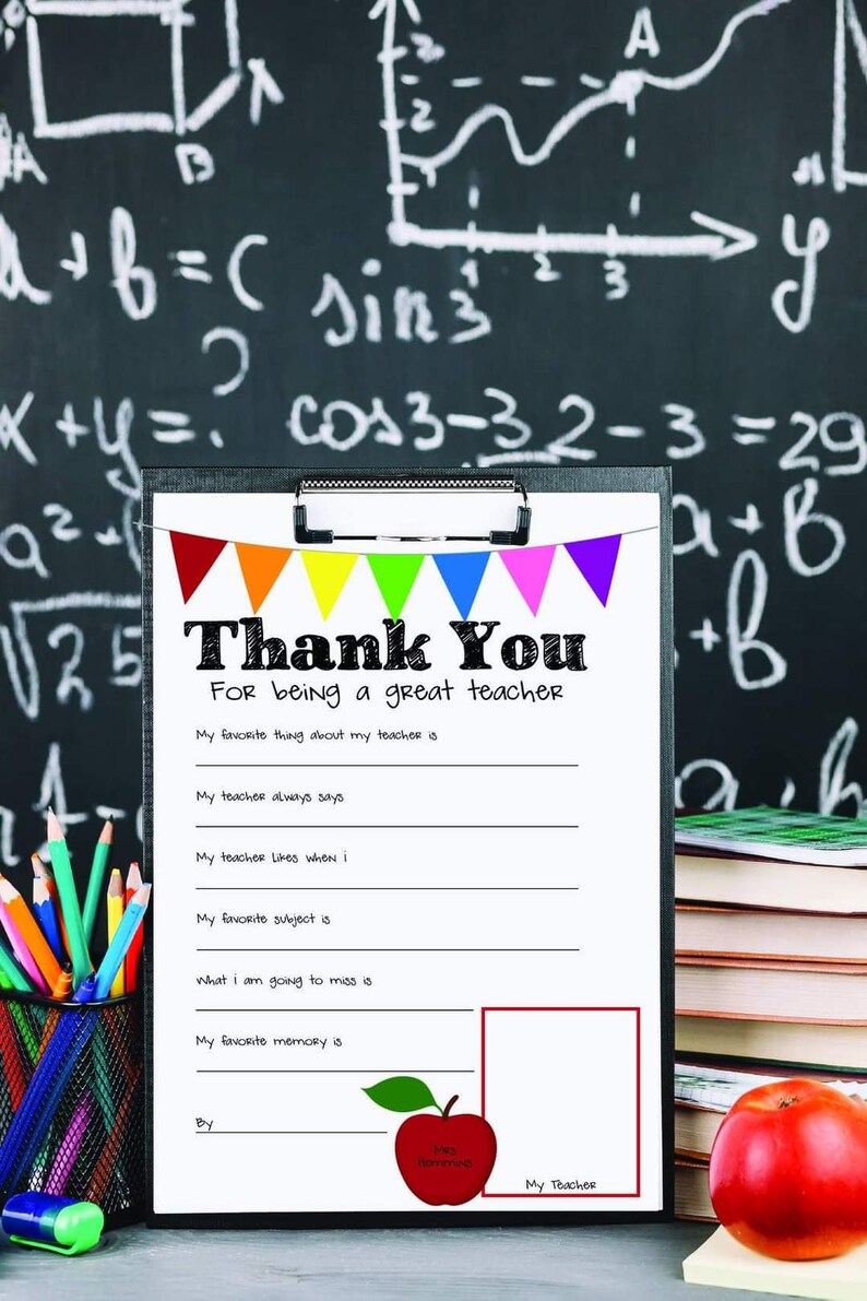Printable Teacher Appreciation Letter for Kids Thank You Note, Perfect ...