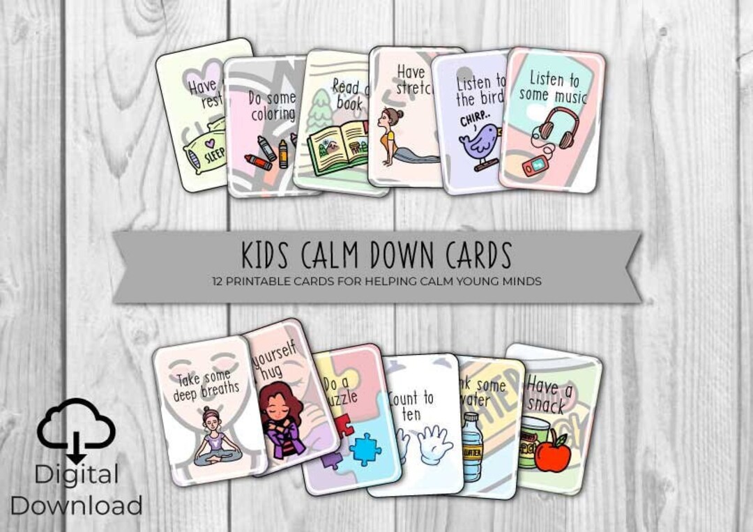 Kids Mental Health Growth Mindset Calm Down Flashcards for Better ...