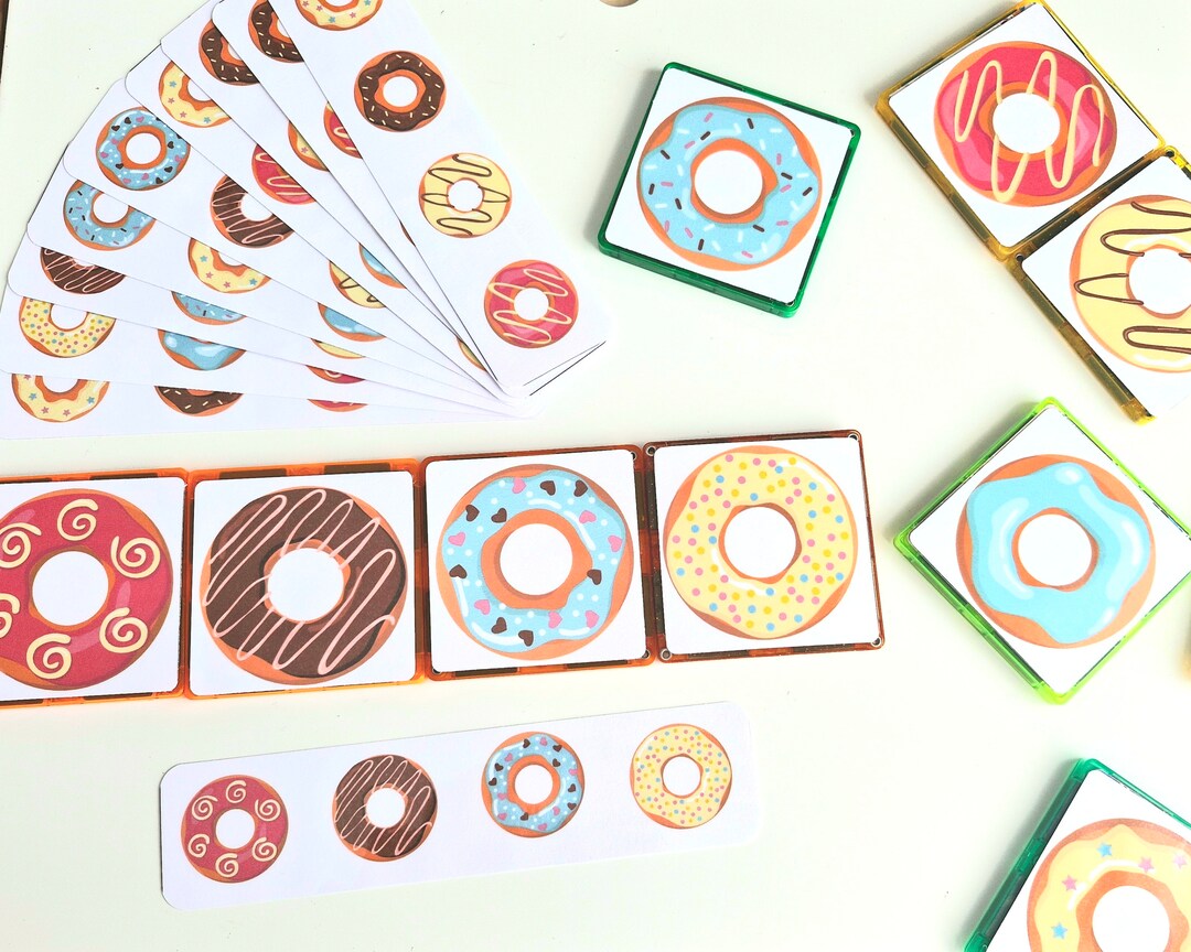 Donut Matching Magnatile Toppers Game Repeating Pattens Kindergarten ...