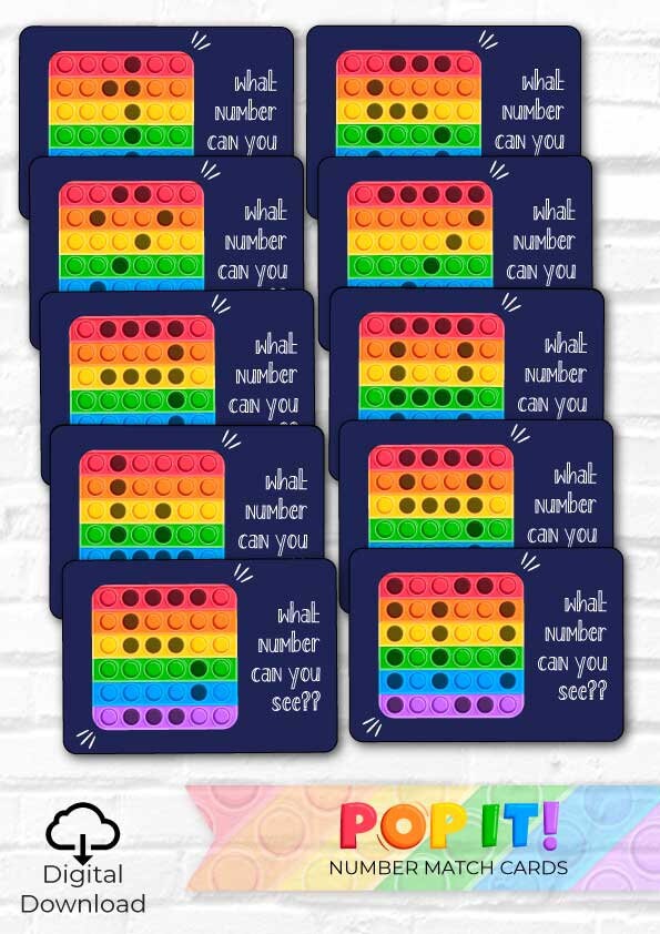 Number Flashcards for Kids Pop It Number Recognition Kindergarten ...