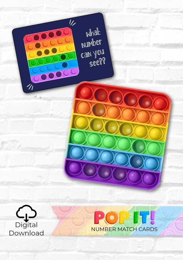 Number Flashcards for Kids Pop It Number Recognition Kindergarten ...