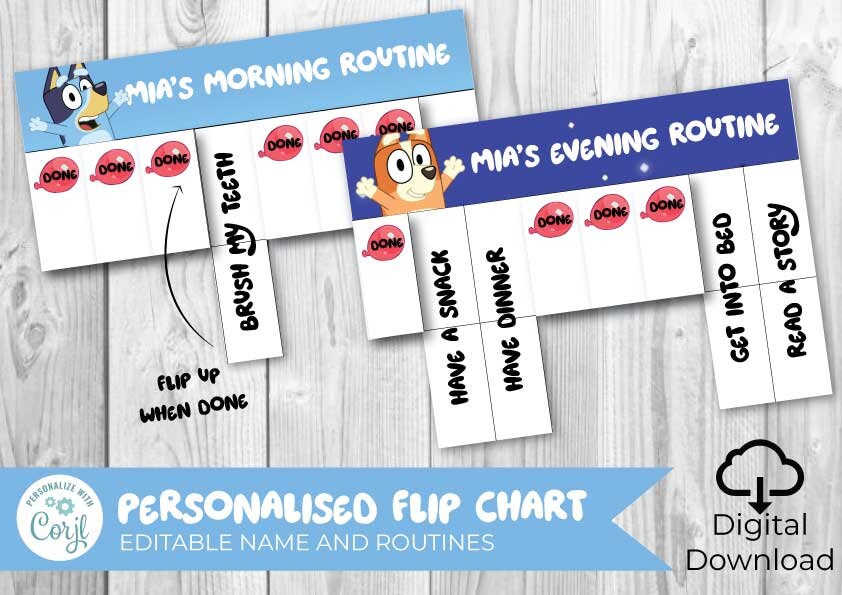 Bluey Routine Chart for Kids Customizable Routine Chore Sleepy Tea Time ...