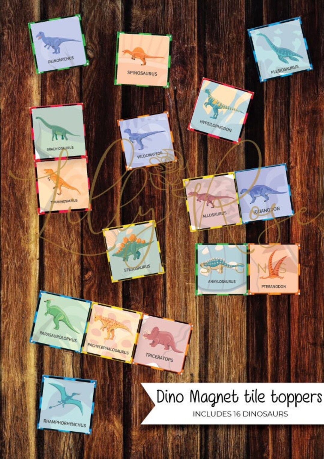 Educational Magnatile Dinosaur Name Toppers Fun Printable Learning Tool ...