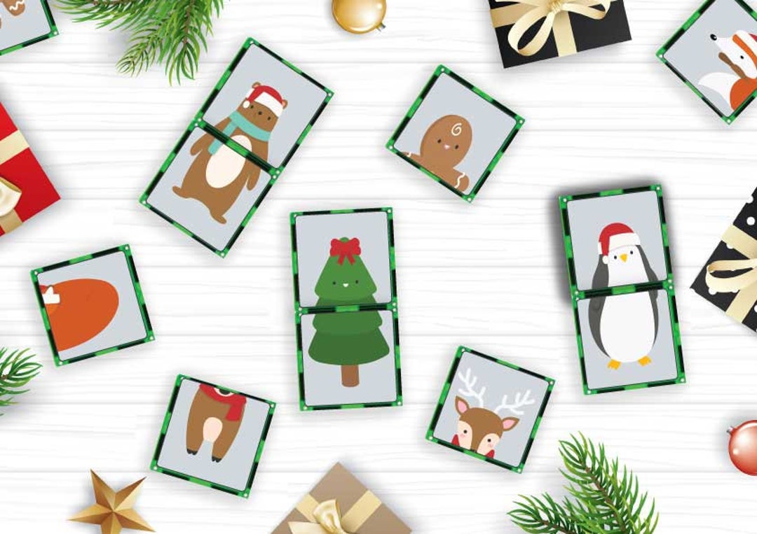 Magnatile Stickers PRINTABLE Christmas Puzzle Picture Match Montessori ...
