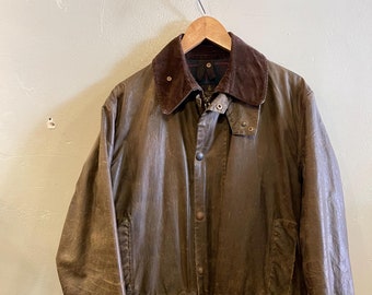 Mens Vintage Barbour Bedale Wax Cotton Olive Jacket A100 Mens Vintage Barbour Bedale Wax Cotton Olive Jacket A100