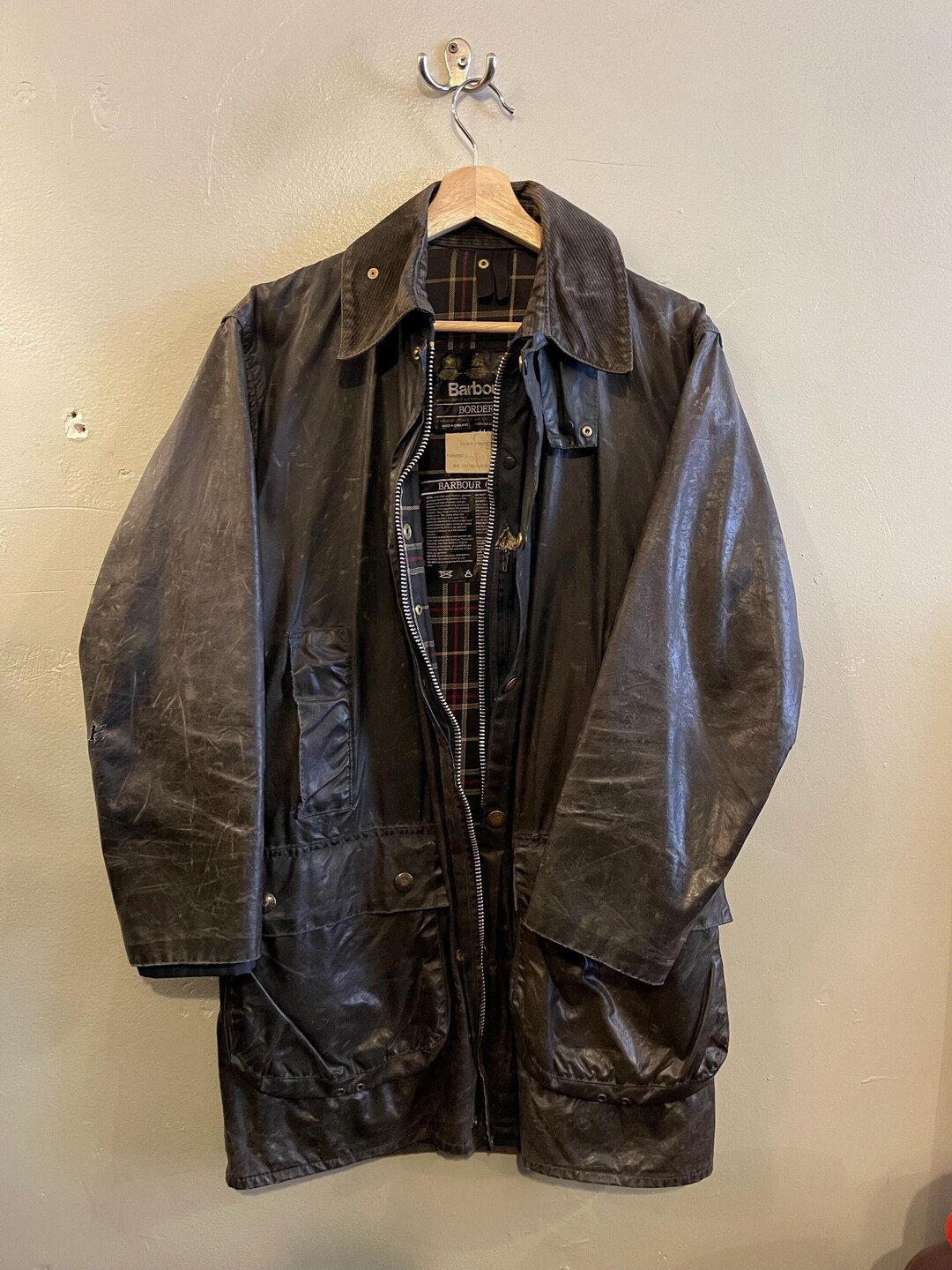 BARBOUR Border / Vintage Wax Jacket / Made in Uk / Waxed Cotton Jacket ...