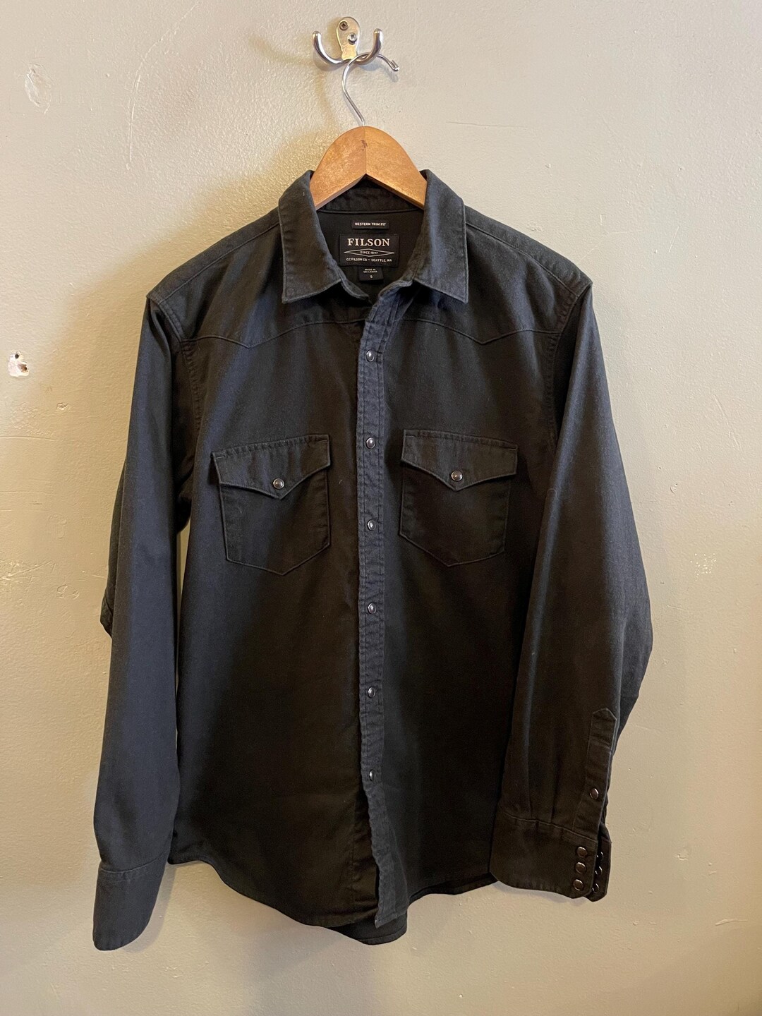 FILSON / Black Western Shirt / Western Snaps / Soft Cotton / Slim Ranch ...