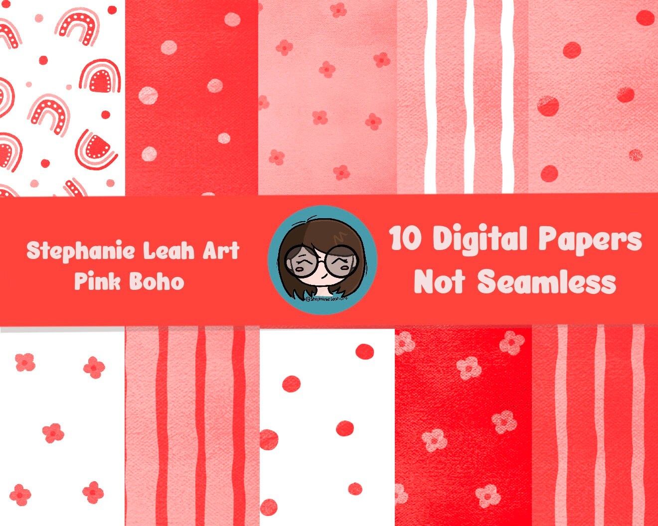 PINK BOHO, Digital Scrapbook Papers, 12x12, Digital Paper, Digital ...