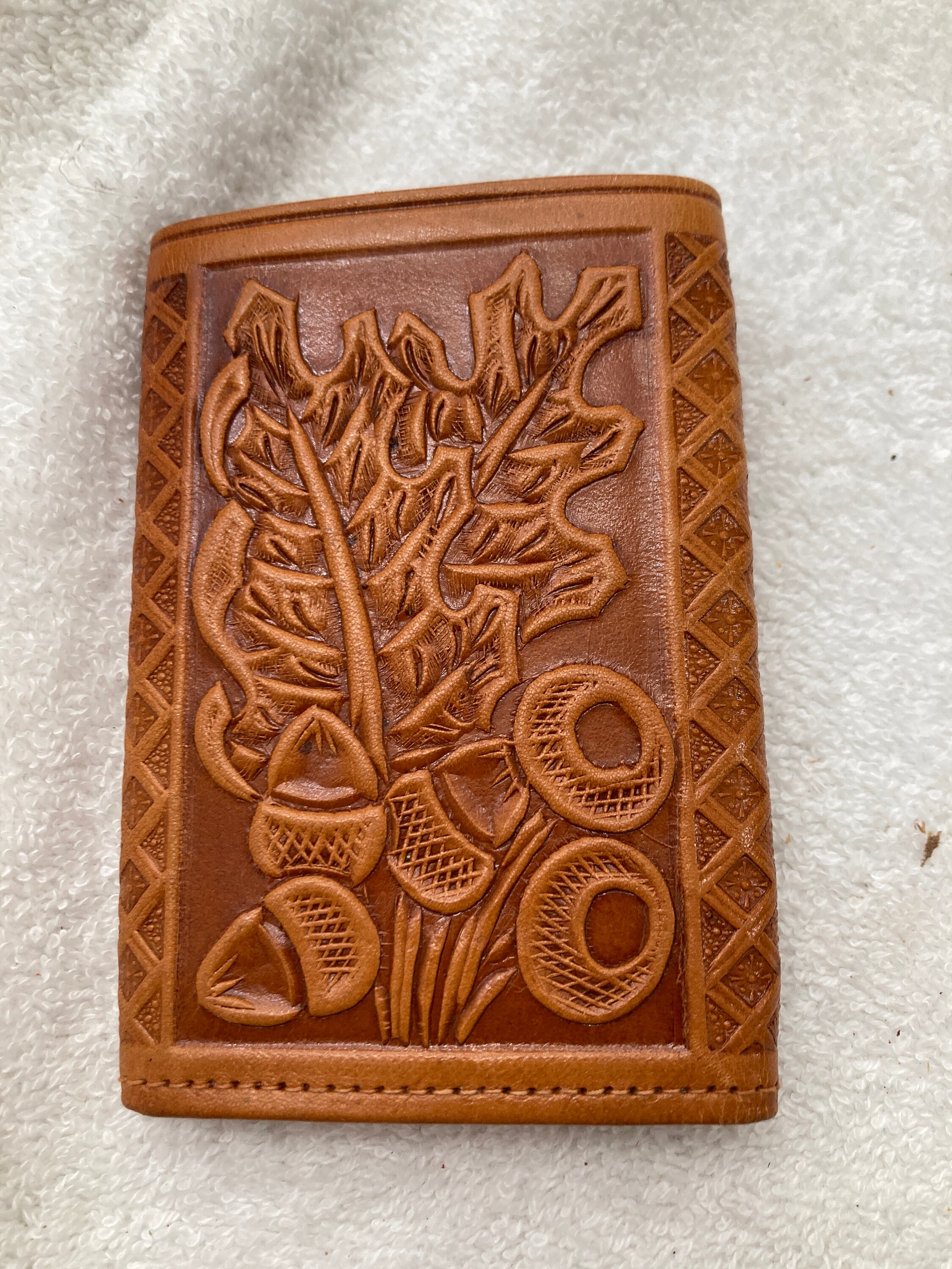 Vintage Hand Tooled Leather Bifold Wallet, Oak Leaf and Acorn Wallet ...