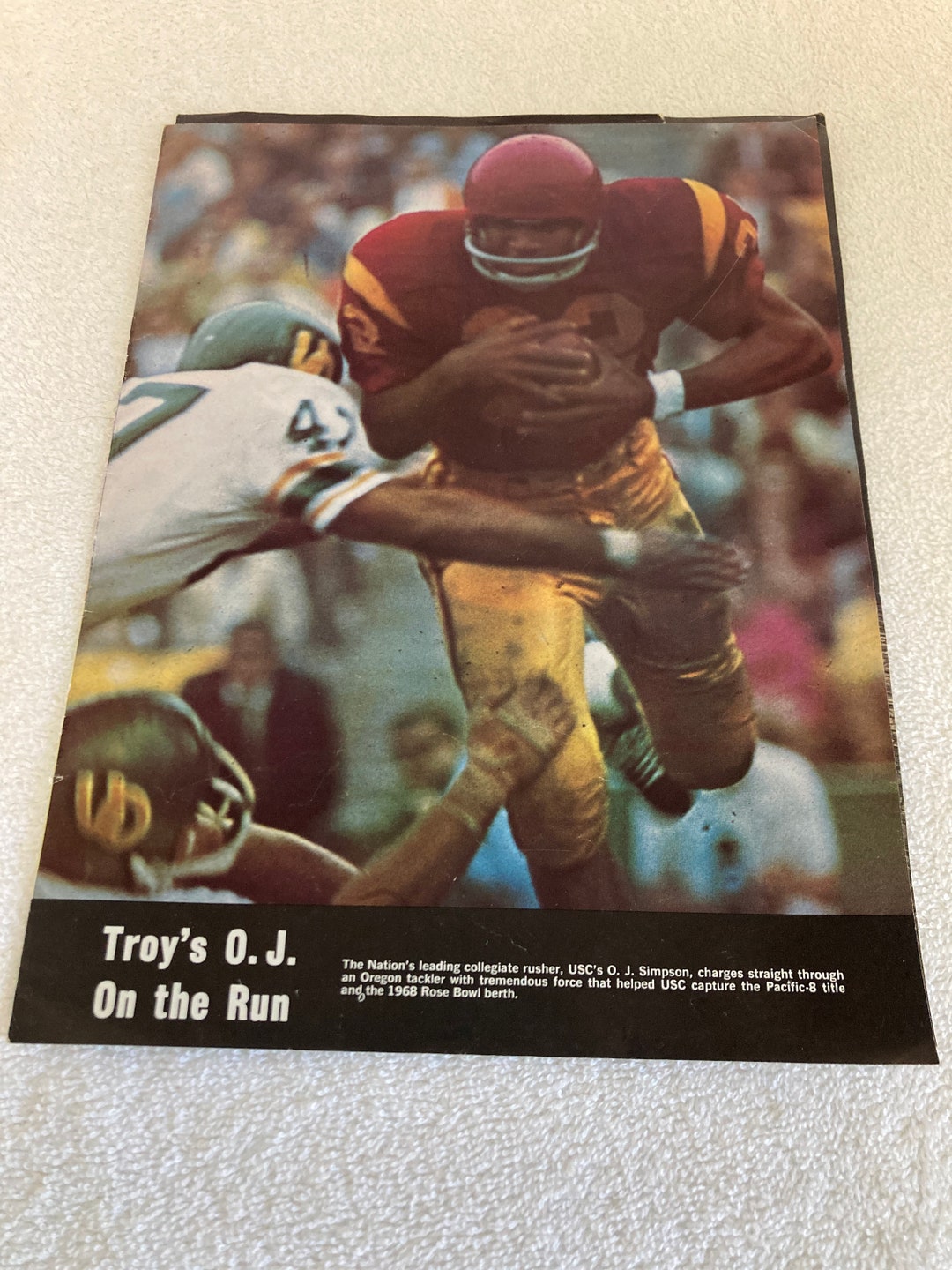 O.J. Simpson on Cover of 1968 Rose Bowl Pamphlet, IU Vs USC, Includes ...