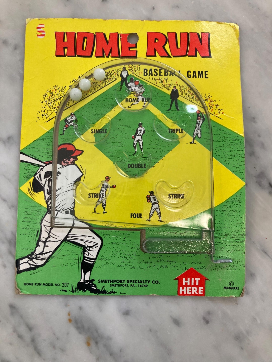 Home Run Pinball Baseball Game, 1971 Model 207 Smethport Specialty Co ...