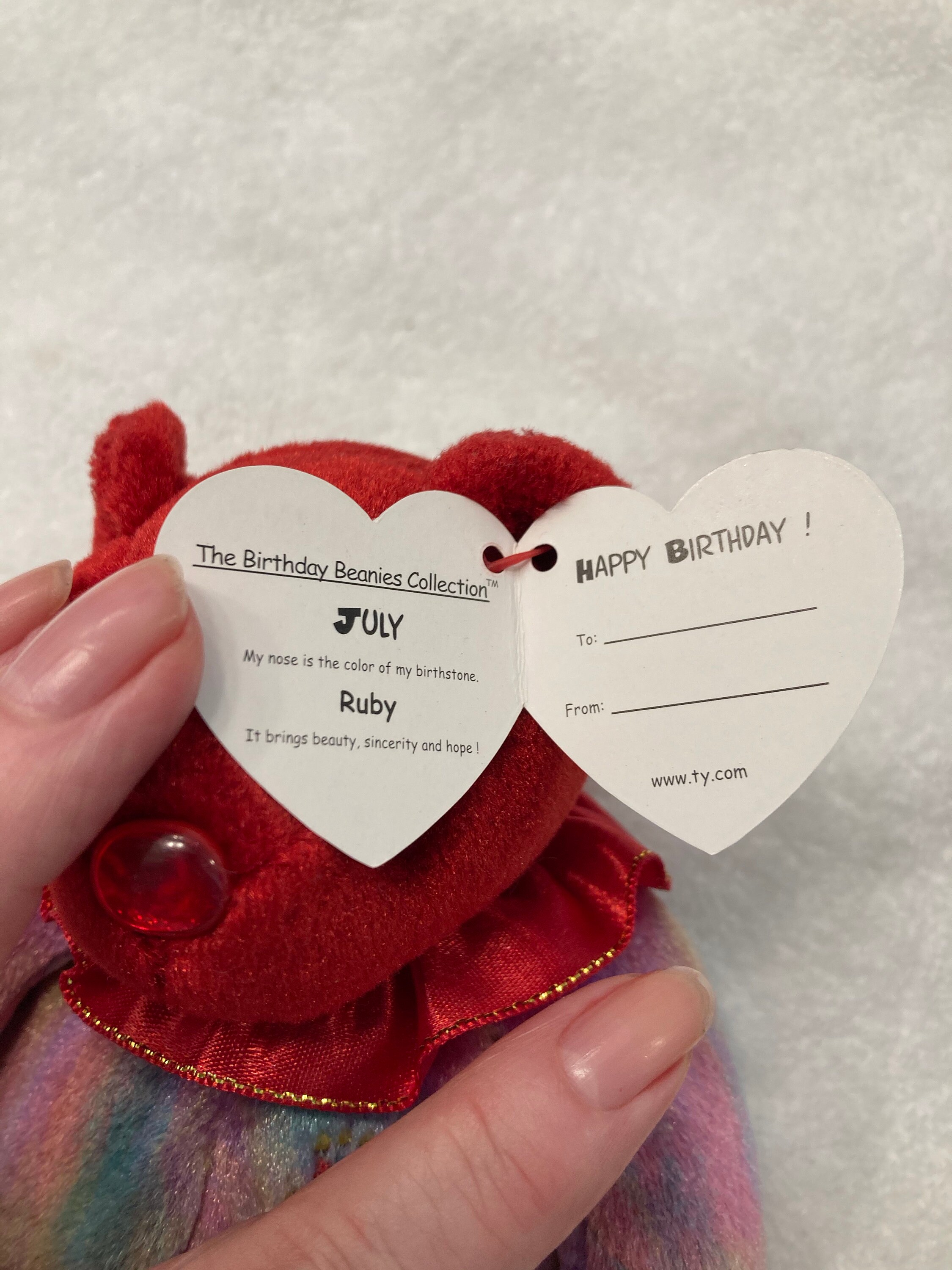 Vintage Ty July Ruby Happy Birthday Bear multi Color it has - Etsy France