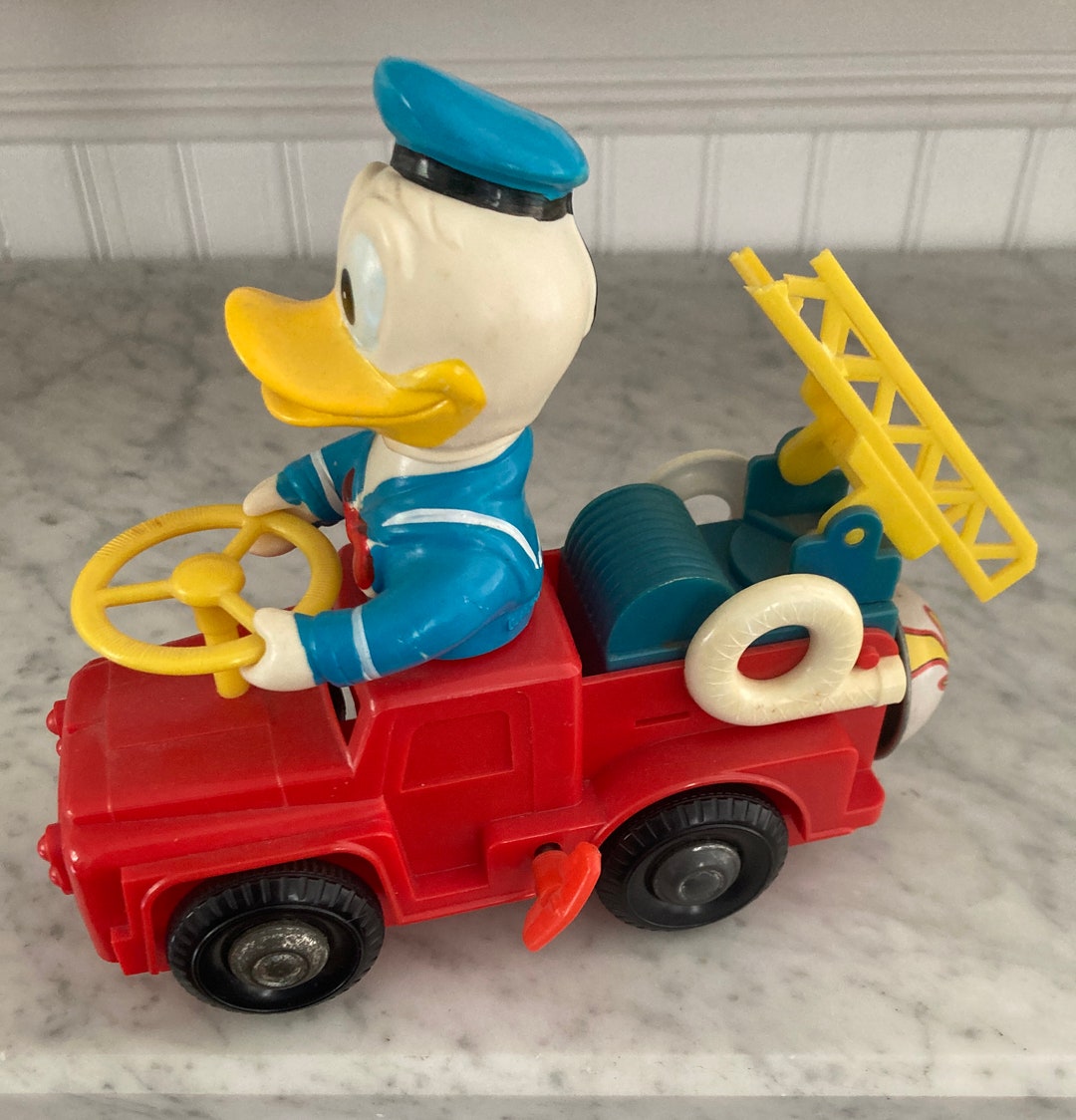 Donald Duck Fire Truck Wind up Toy, Walt Disney Productions - Etsy