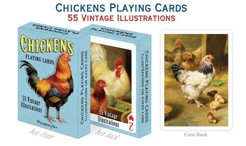 Chicken Playing Card Deck 55 unique vintage illustrations | Etsy