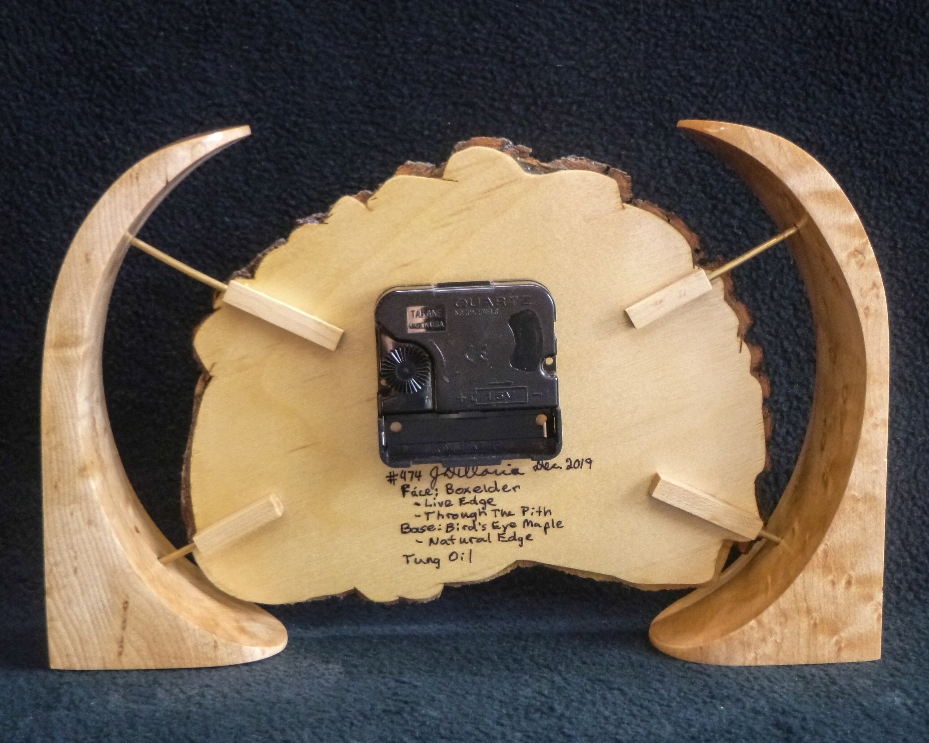 Clock 474 Table Base Birdseye Maple Face Box Elder - Etsy