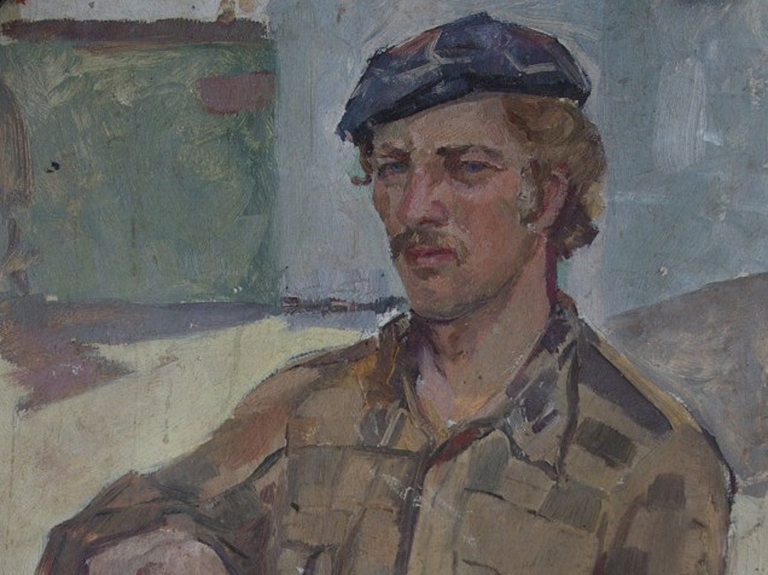 Portrait Soviet Man Antique Oil Painting Original Socialist - Etsy