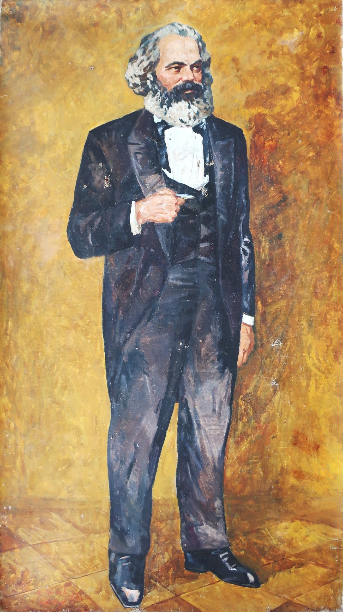 Karl Marx Large Male Portrait Oil Painting Original Socialist - Etsy