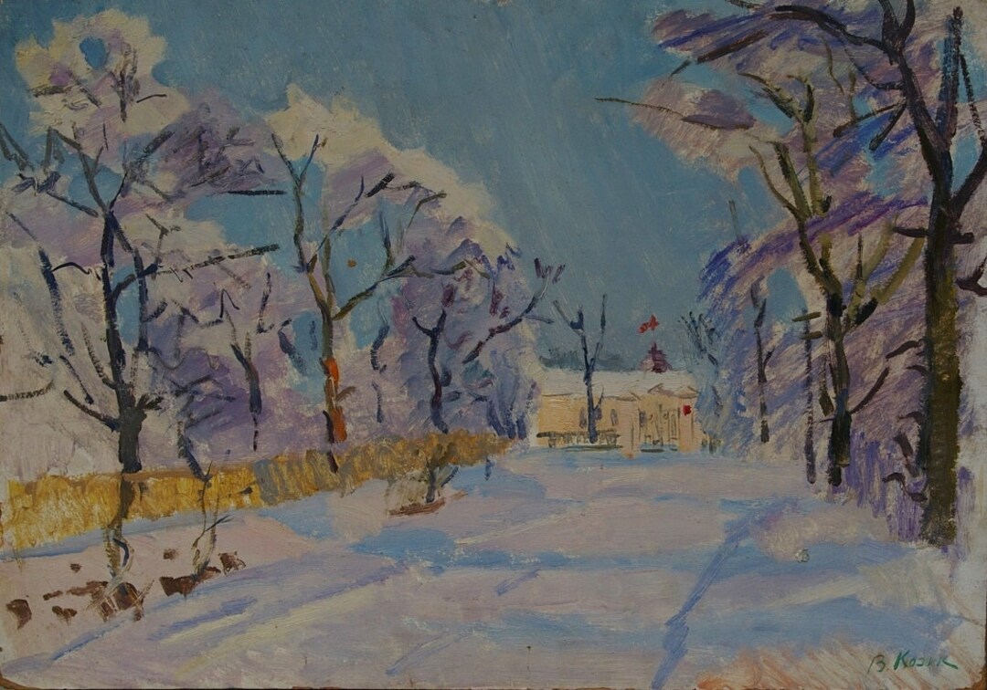 Landscape Painting Impressionism Winter Landscape Antique Oil Painting ...