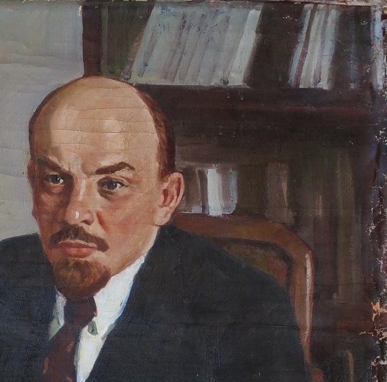 Vladimir Lenin Large Male Portrait Antique Oil Painting - Etsy