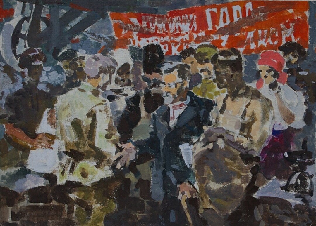 Soviet Workers Demonstration Holiday Antique Oil Painting - Etsy