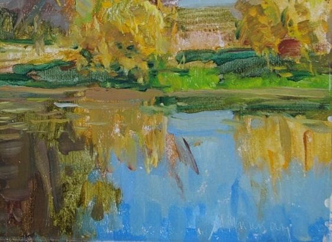 Impressionism River painting landscape Antique oil painting | Etsy