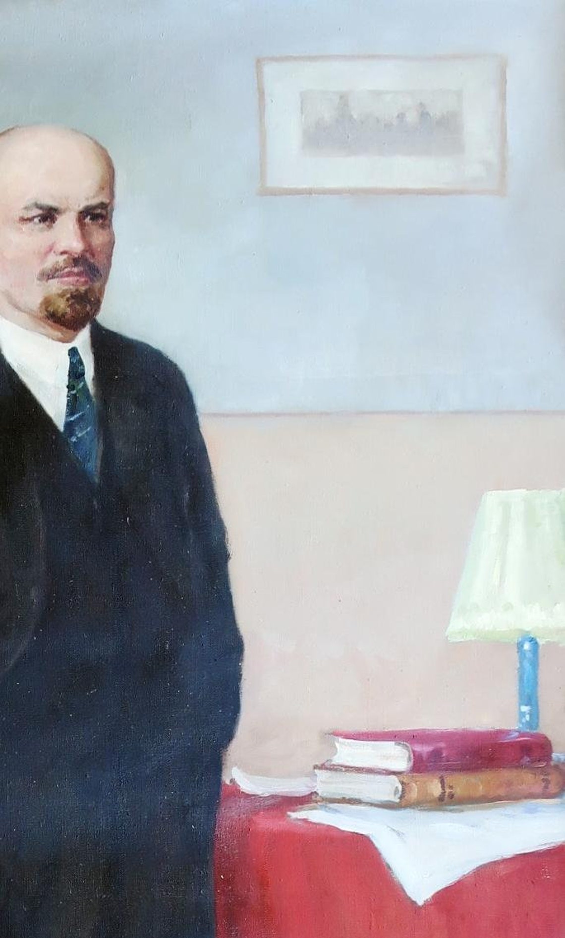 Vladimir Lenin large male portrait Antique oil painting | Etsy