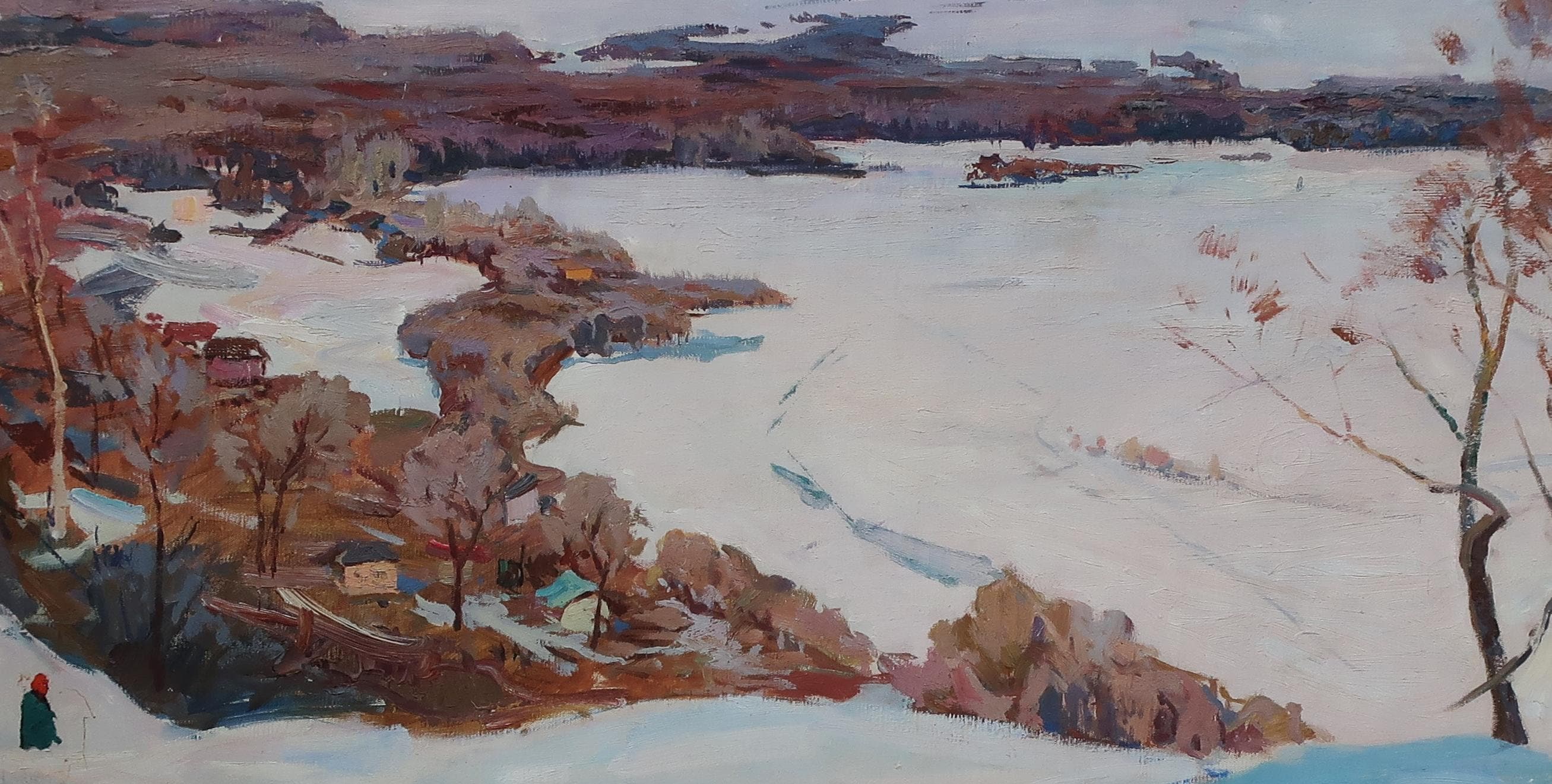 Impressionism Winter landscape Antique oil painting original | Etsy