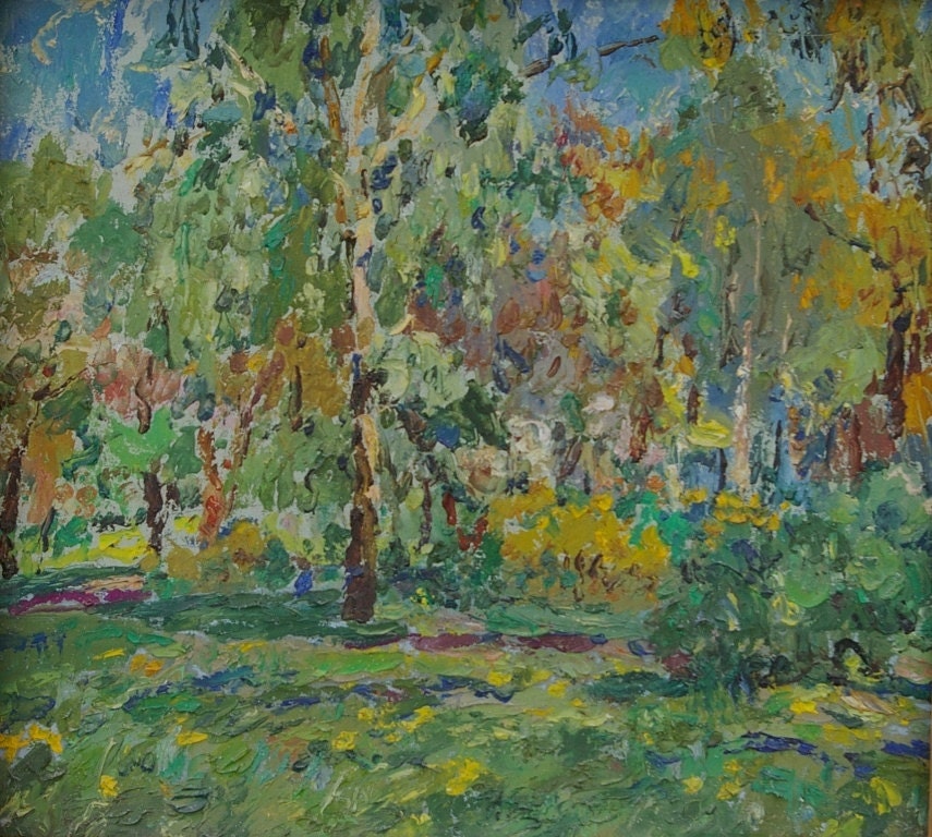 Impressionism Forest Landscape Woodland Scenery Antique Oil | Etsy