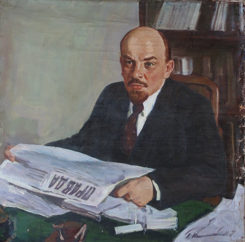 Vladimir Lenin Large Male Portrait Antique Oil Painting - Etsy
