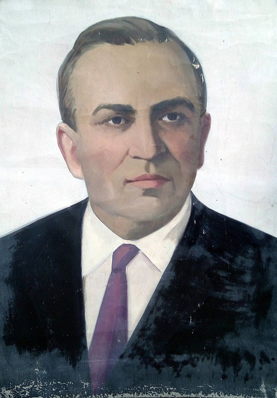 Portrait Politician Large Male Portrait Antique Oil Painting | Etsy