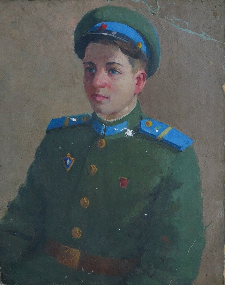 Portrait Soldier Armed Forces Antique Oil Painting Original - Etsy
