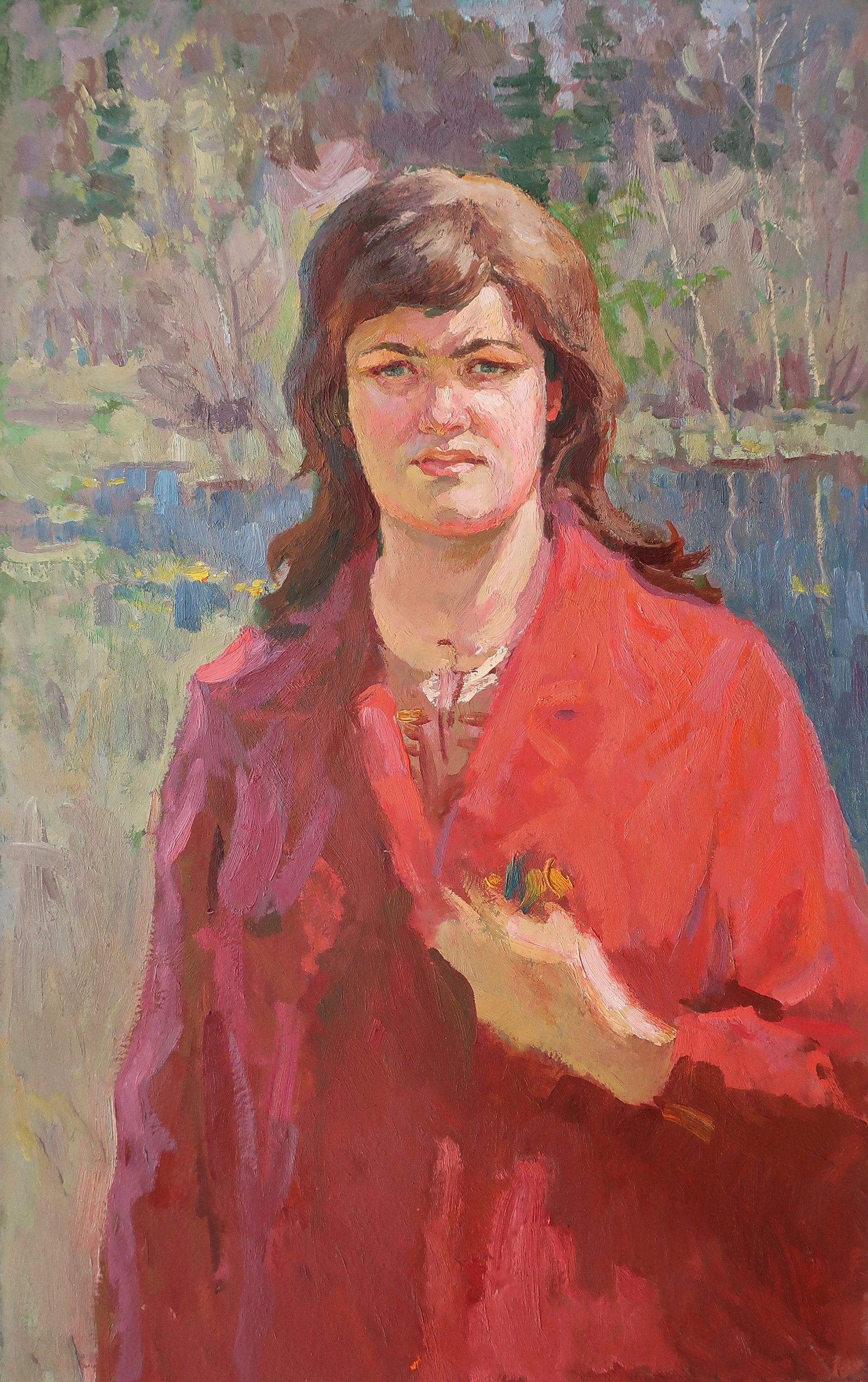 Portrait Soviet Woman Antique Oil Painting Original Socialist Realism ...