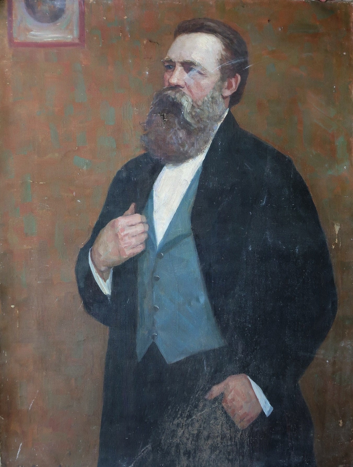 Friedrich Engels Portrait Large Male Portrait Antique Oil - Etsy