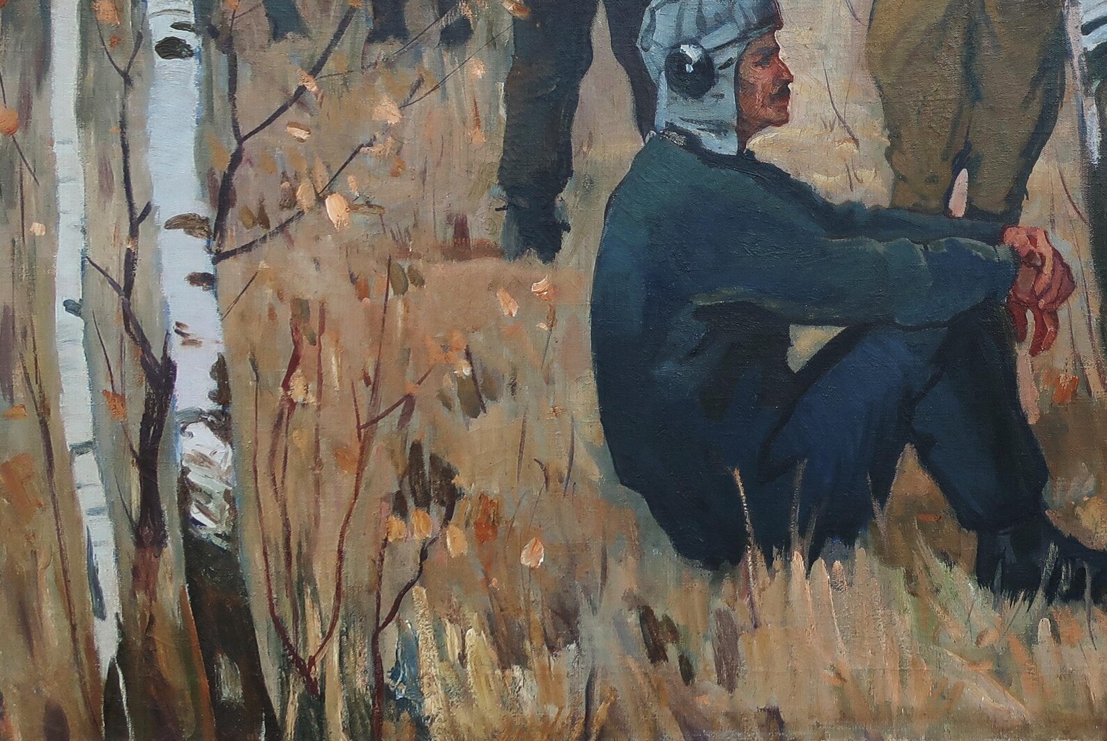 Original Soviet Art Oil Painting: Soldiers on Vacation, Ukrainian ...
