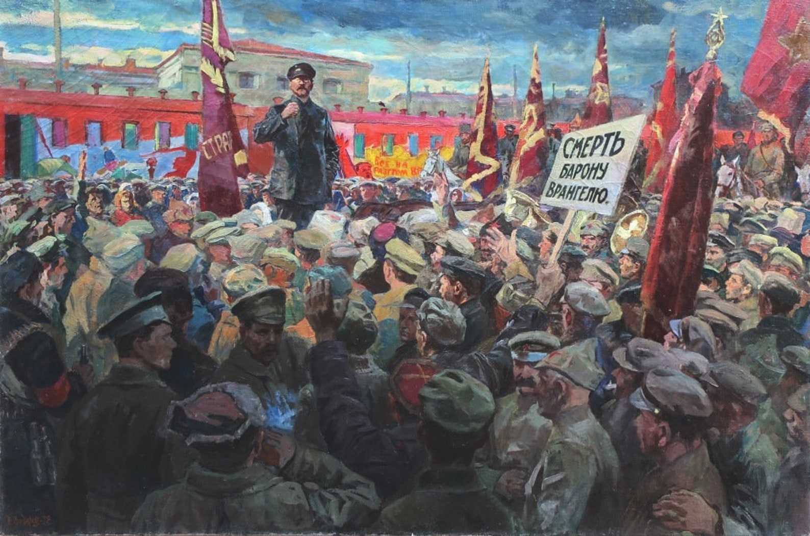Soviet Parade Holiday Antique Oil Painting Original Socialist - Etsy UK