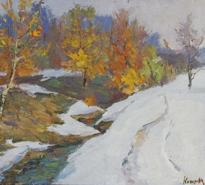 Landscape Painting Impressionism Winter Landscape Antique Oil - Etsy