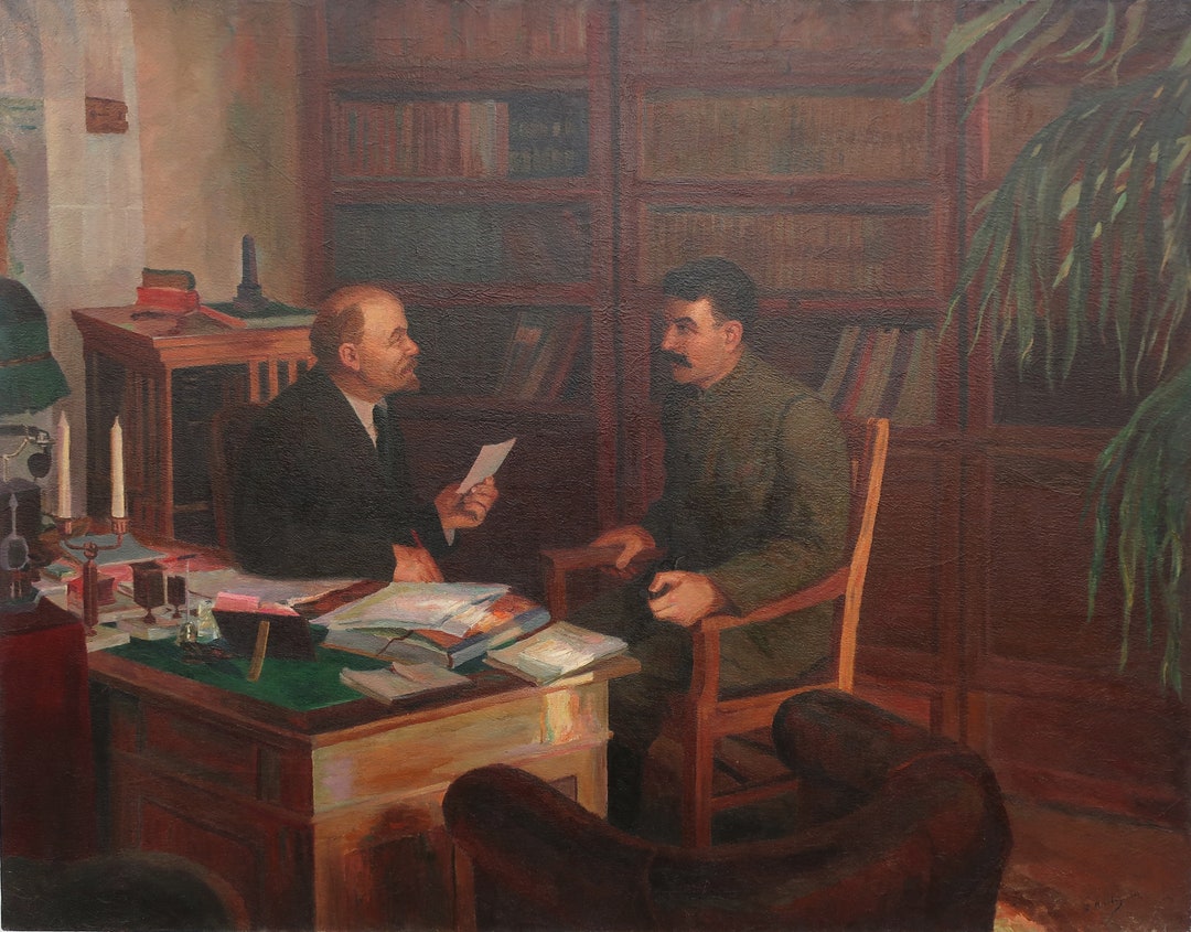 Vladimir Lenin Large Male Portrait Antique Oil Painting Original ...