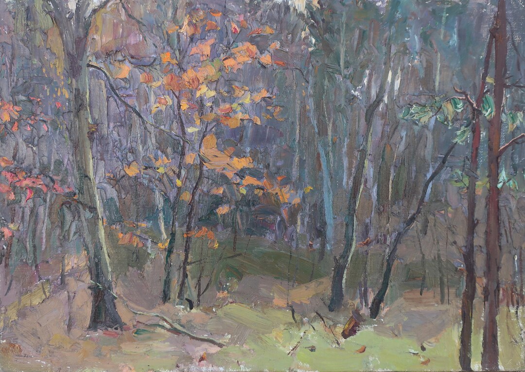Impressionism Forest Landscape Woodland Scenery Antique Oil Painting ...