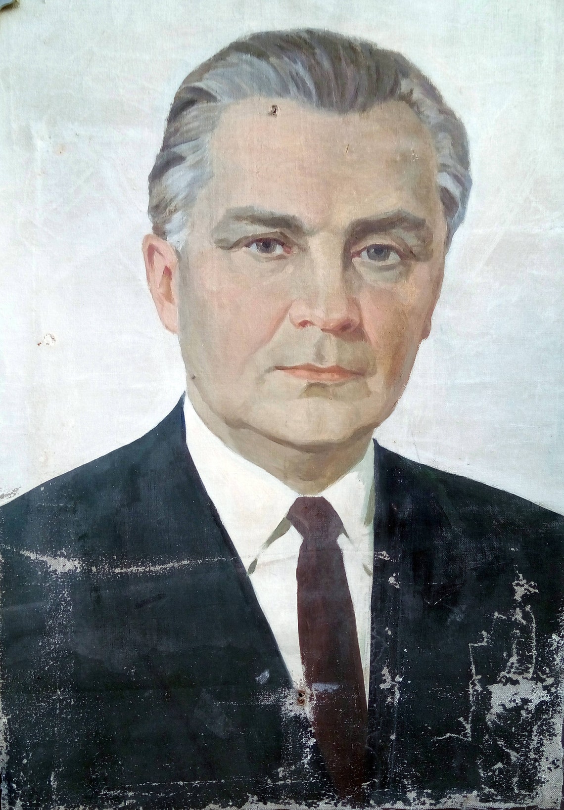 Portrait Politician Large Male Portrait Antique Oil Painting - Etsy