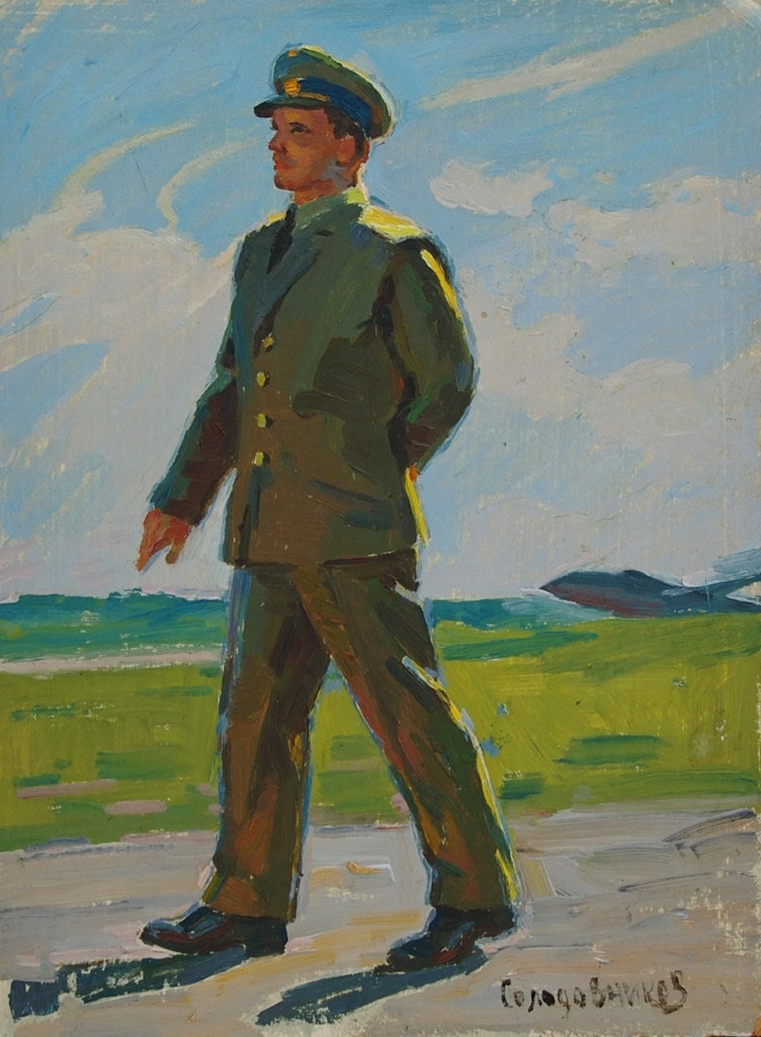 Soviet Cosmonaut Military Space Painting Antique Oil Painting - Etsy