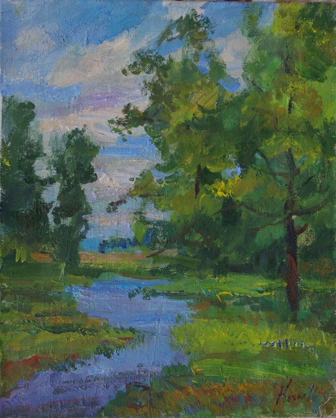 Impressionism River Painting Landscape Antique Oil Painting Original ...