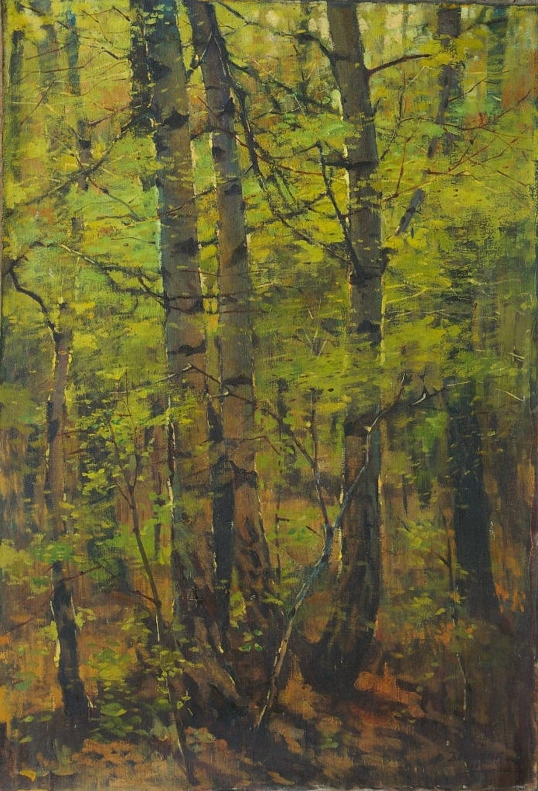 Impressionism Forest Landscape Woodland Scenery Antique Oil Painting ...