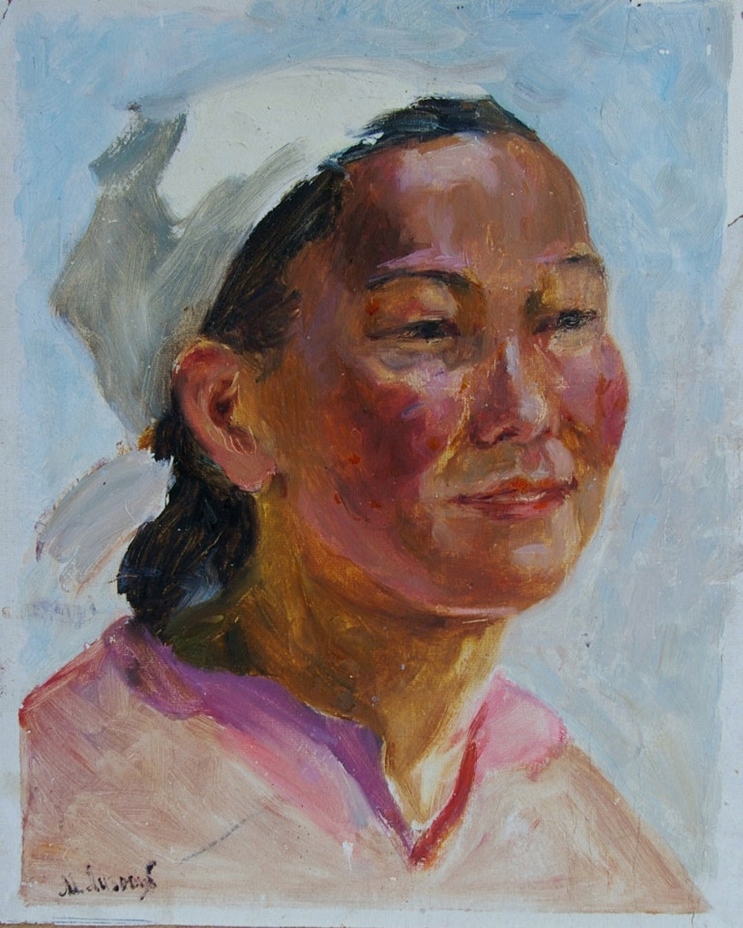 Portrait Soviet Woman Large Portrait Antique Oil Painting - Etsy